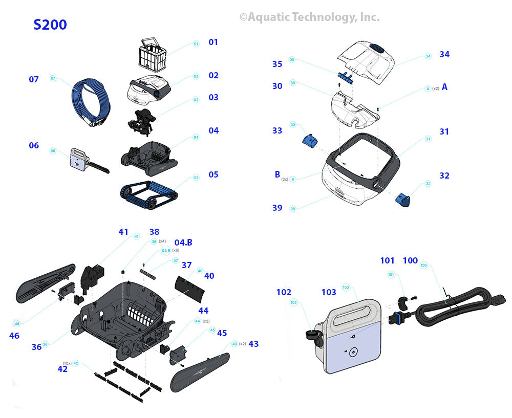 Dolphin S200 Swivel Cleaner Parts