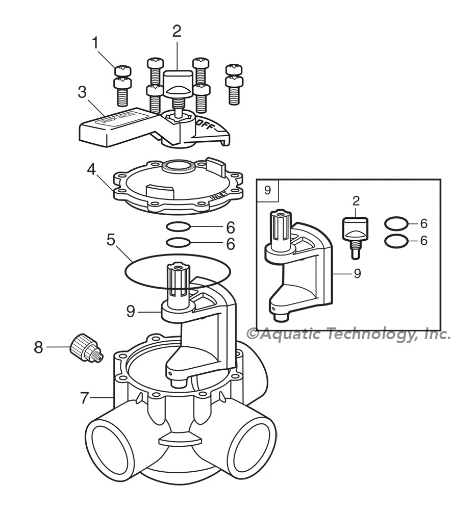 Jandy Gray 3-Port Valve 1154 and 2875 Replacement Parts