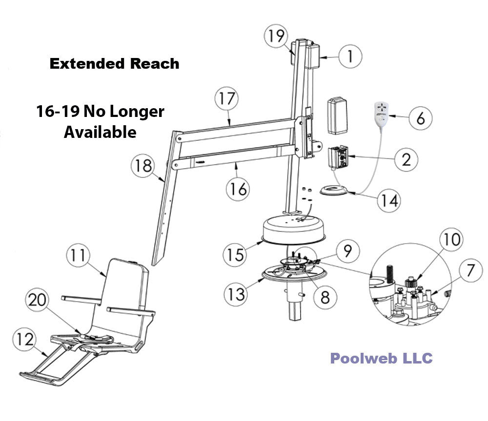 SR Smith Splash Extended Reach Pool Lift Parts