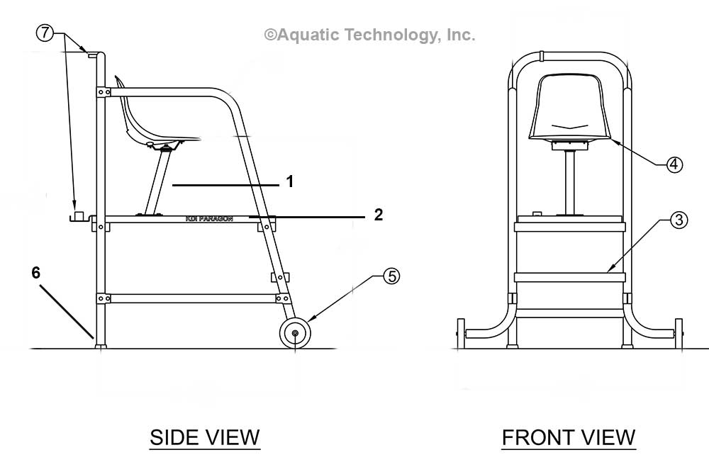 Paragon Wheel-A-Round 4 Foot Moveable Lifeguard Chair Replacement Parts