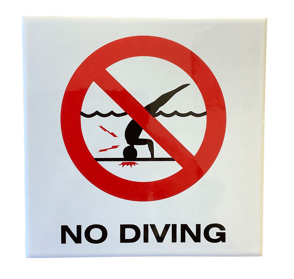 NO DIVING With Symbol Ceramic Pool Depth Marker Tile - C611500