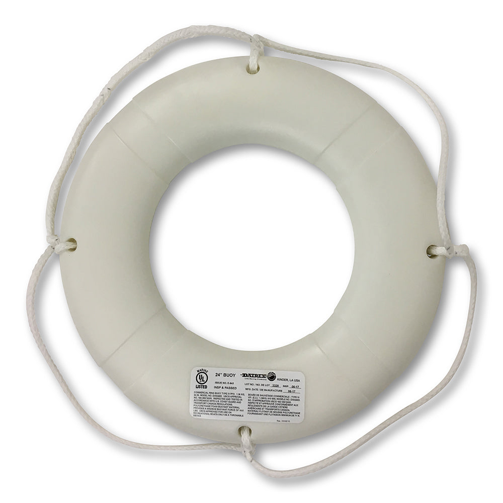 Datrex USCG High-Impact Foam 24 Inch Life Ring Buoy - White - DX024WD