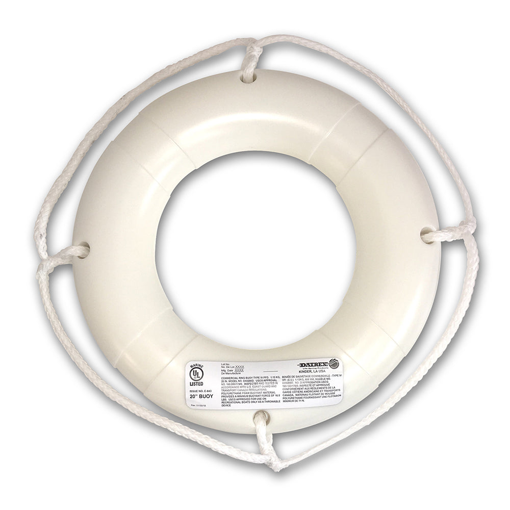 Datrex USCG High-Impact Foam 20 Inch Life Ring Buoy - White - DX0200WD