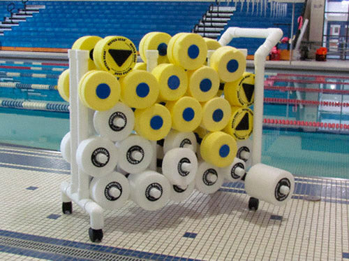 Storage Rack with Wheels for Pool Exercise Buoys