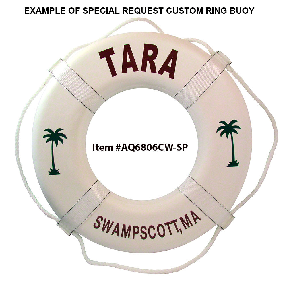 Custom Life Ring Buoy - 24 Inch - White