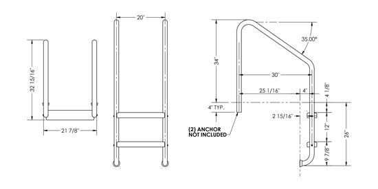 35129-30-19-109 - 2 Step Pool Ladder - 30 Inch Wide - Spectrum