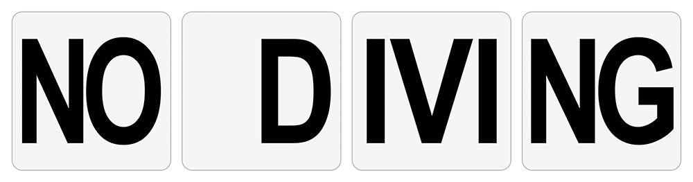 NO DIVING 4 Tile Message Plastic Overlay Pool Depth Marker - 6x6 Inch ...