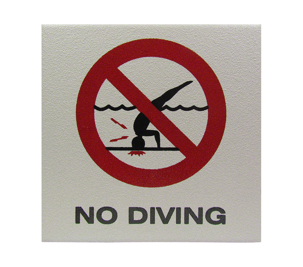 NO DIVING With Symbol Ceramic Pool Depth Marker Tile - Non-Skid - C621500