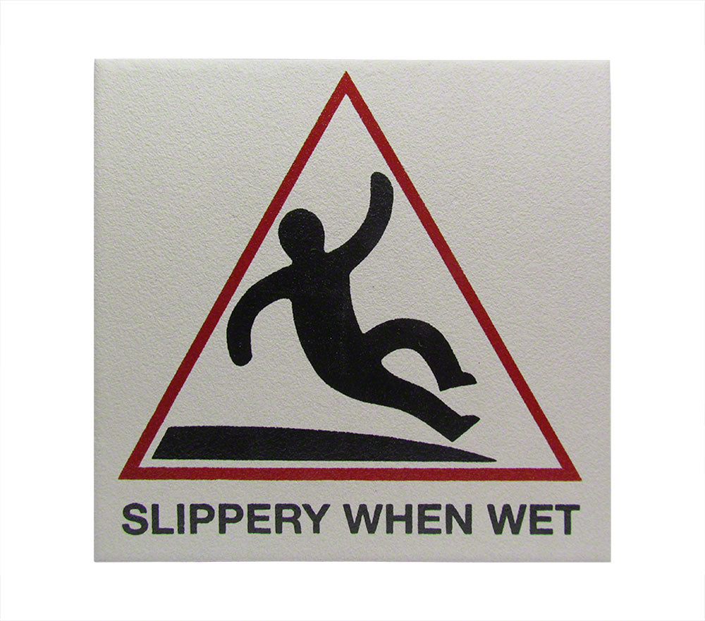 SLIPPERY WHEN WET With Symbol Ceramic Pool Depth Marker Tile - C611510