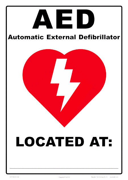 AED Located Sign - 10x14 Inch