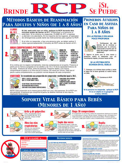 CPR Instruction Spanish Aluminum Sign - 18x24 Inch