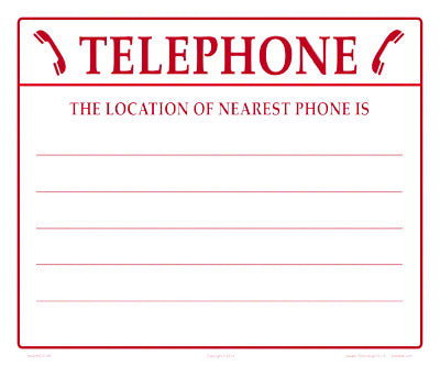 Telephone Nearest Location Sign - 12x10 Inch