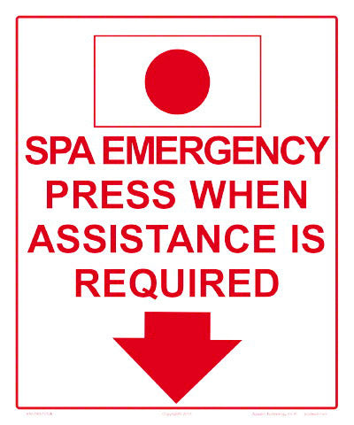 Spa Emergency Sign - 10x12 Inch