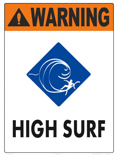 High Surf Warning Sign - 18x24 Inch