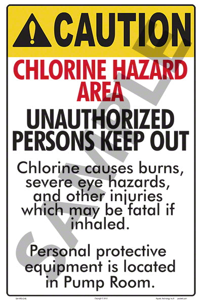 Chlorine Hazard Area Aluminum Sign - 12x18 Inch