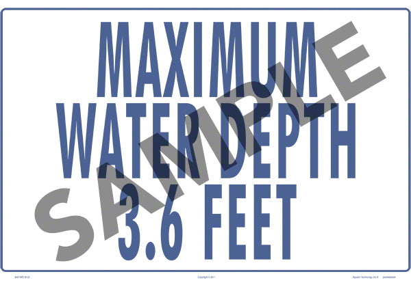 Maximum Water Depth Aluminum Sign - 18x12 Inch