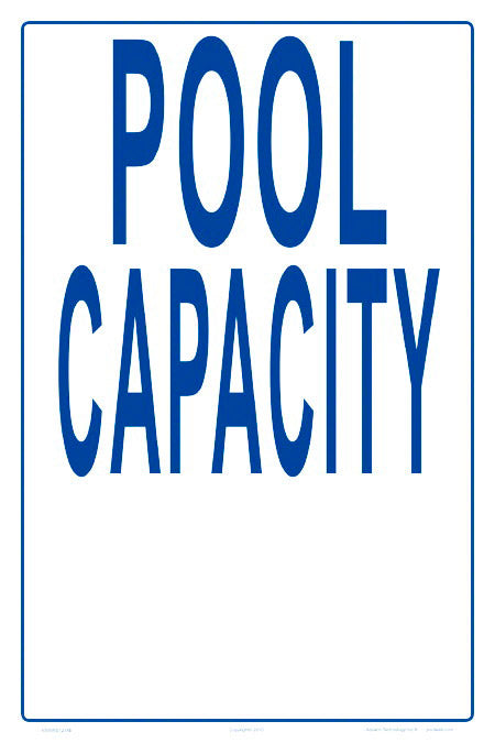 Pool Capacity Sign With 4 Inch Lettering - 12x18 Inch