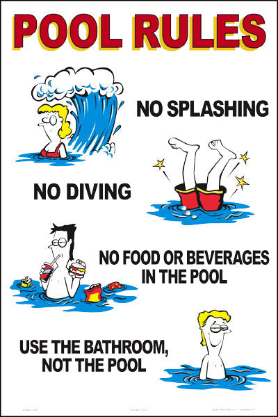 Pool Rules Humor Generic Sign - 12x18 Inch