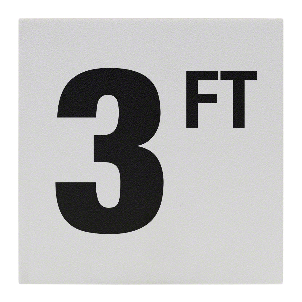 3 FT Ceramic Pool Depth Marker Tile - Non-Skid - C620030