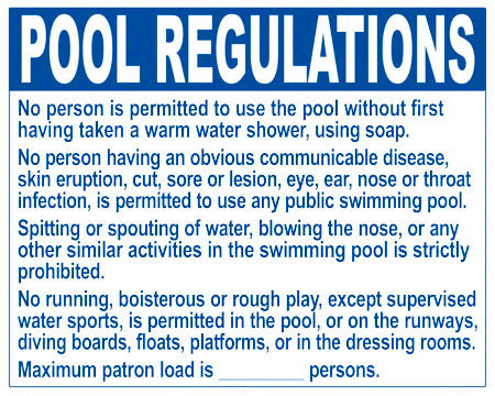 Nebraska Pool Rules Aluminum Sign - 30x24 Inch