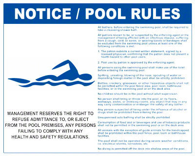 California Pool Rules Aluminum Sign - 30x24 Inch