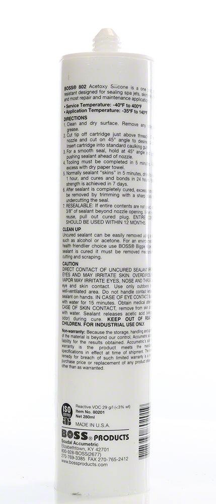 Pool Silicone - Boss 802 White Caulking - 80201B