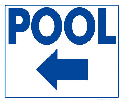 Pool Arrow Left Aluminum Sign - 12x10 Inch