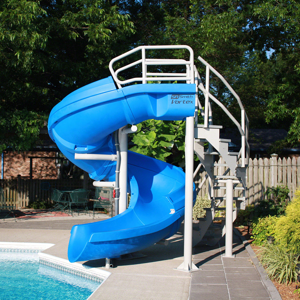 Vortex Open Flume Pool Water Slide - Staircase - Blue - SR Smith - 695 ...