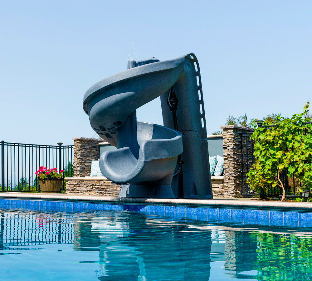 HeliX2 Pool Water Slide - 360 Degree Twists - 6.5 Feet - Gray Granite ...