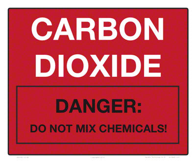 Red Carbon Dioxide (Danger) Tank Label 12x10 Vinyl Stick-on - 9003WV1210E