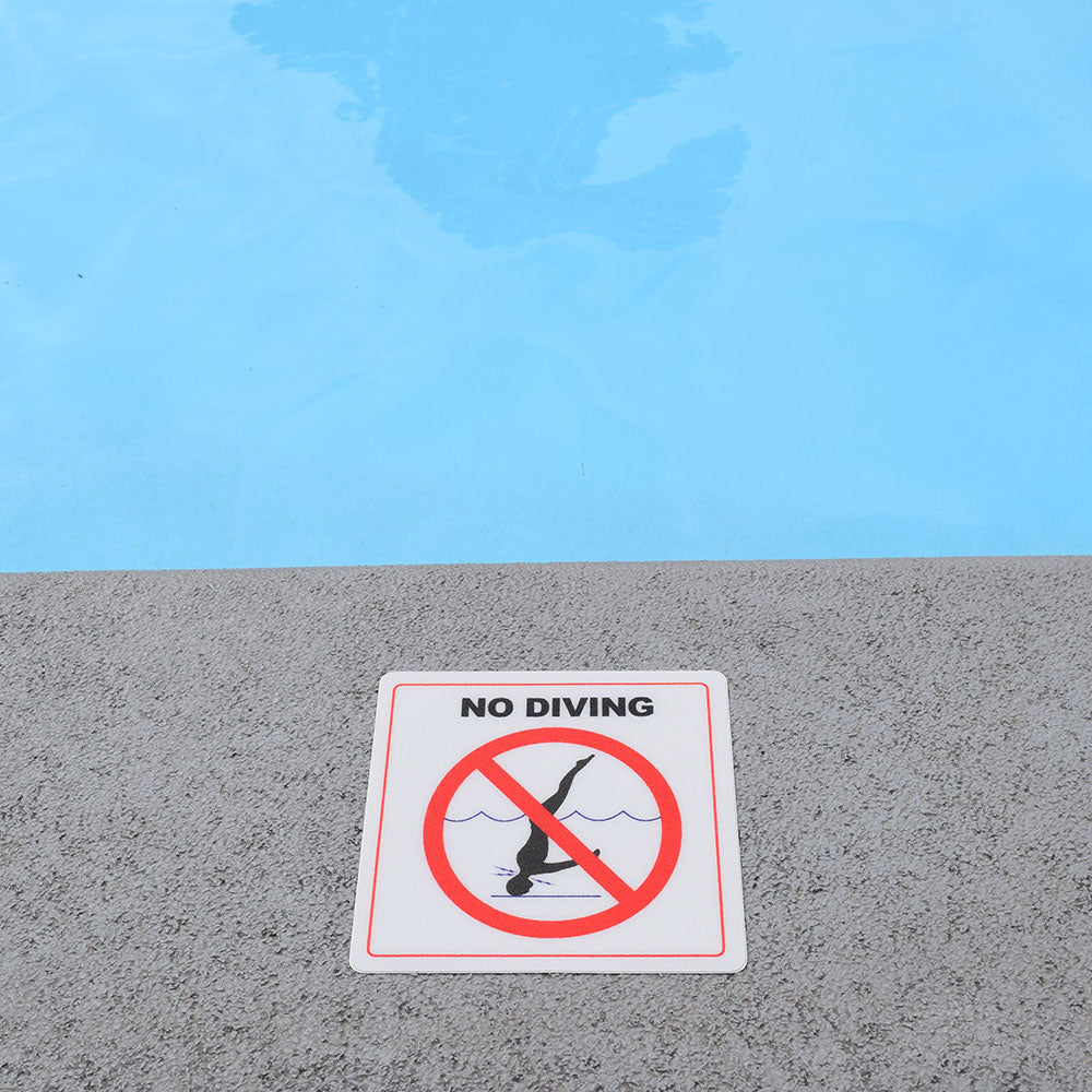 NO DIVING with Symbol Pool Deck Depth Marker - Adhesive Installation