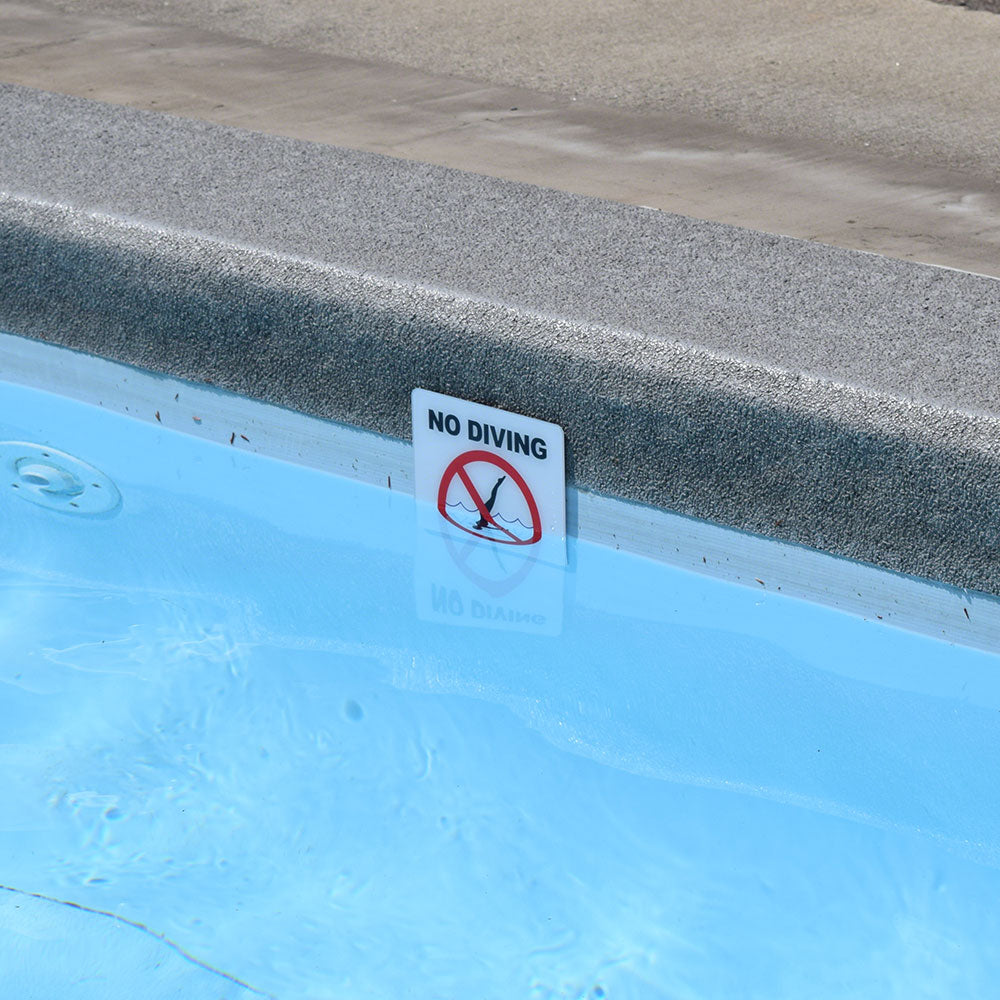 NO DIVING With Symbol Plastic Overlay Pool Depth Marker - 6x6 Inch ...