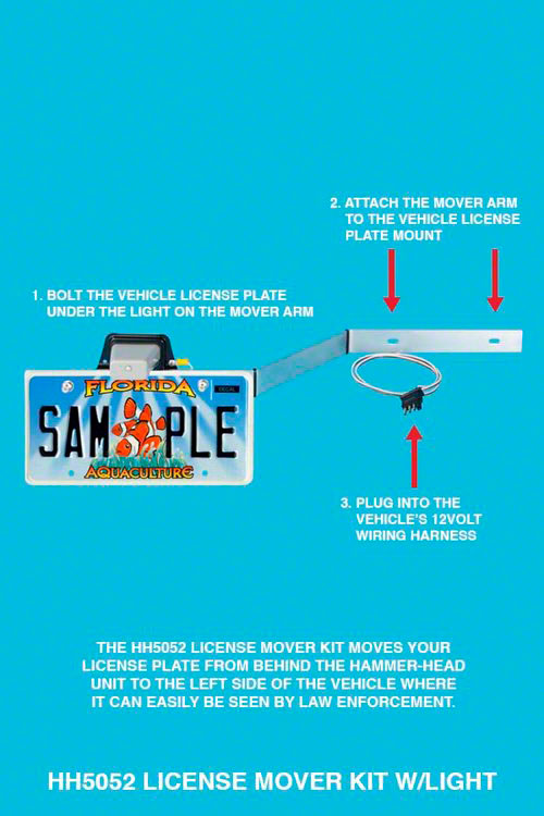HammerHead License Plate Mover with Light - HH5052