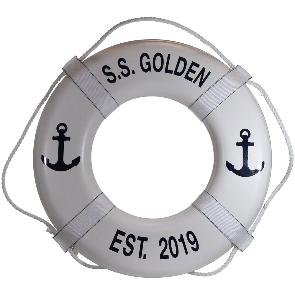 Custom USCG Solid Foam 30 Inch Life Ring Buoy With Symbols - White