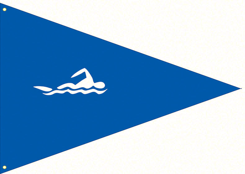 Swimming Permitted No Lifeguards Low Hazard Flag - Blue 30x42 Inches