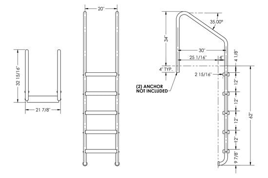 5 Step Pool Ladder - 30 Inch Wide - Spectrum - 35135-30-19-065