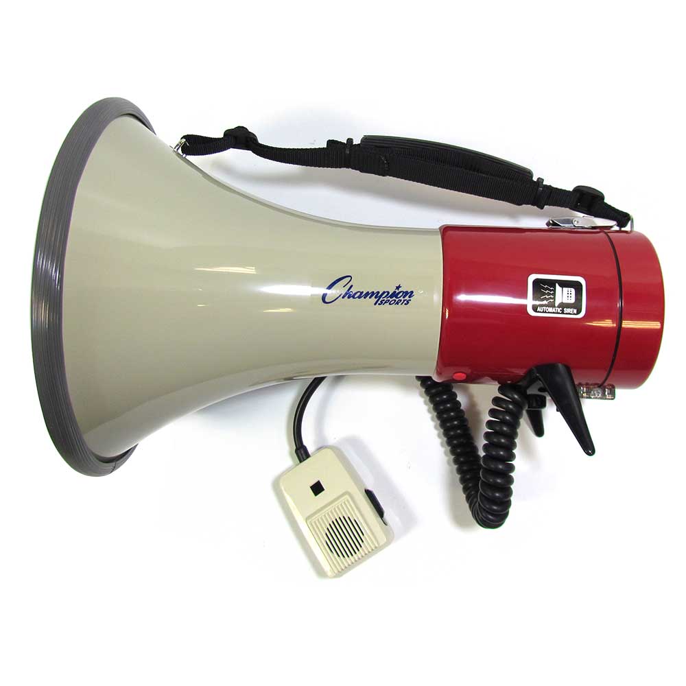 Champion Sports Megaphone With Siren and Shoulder Strap - 16-30 Watts ...